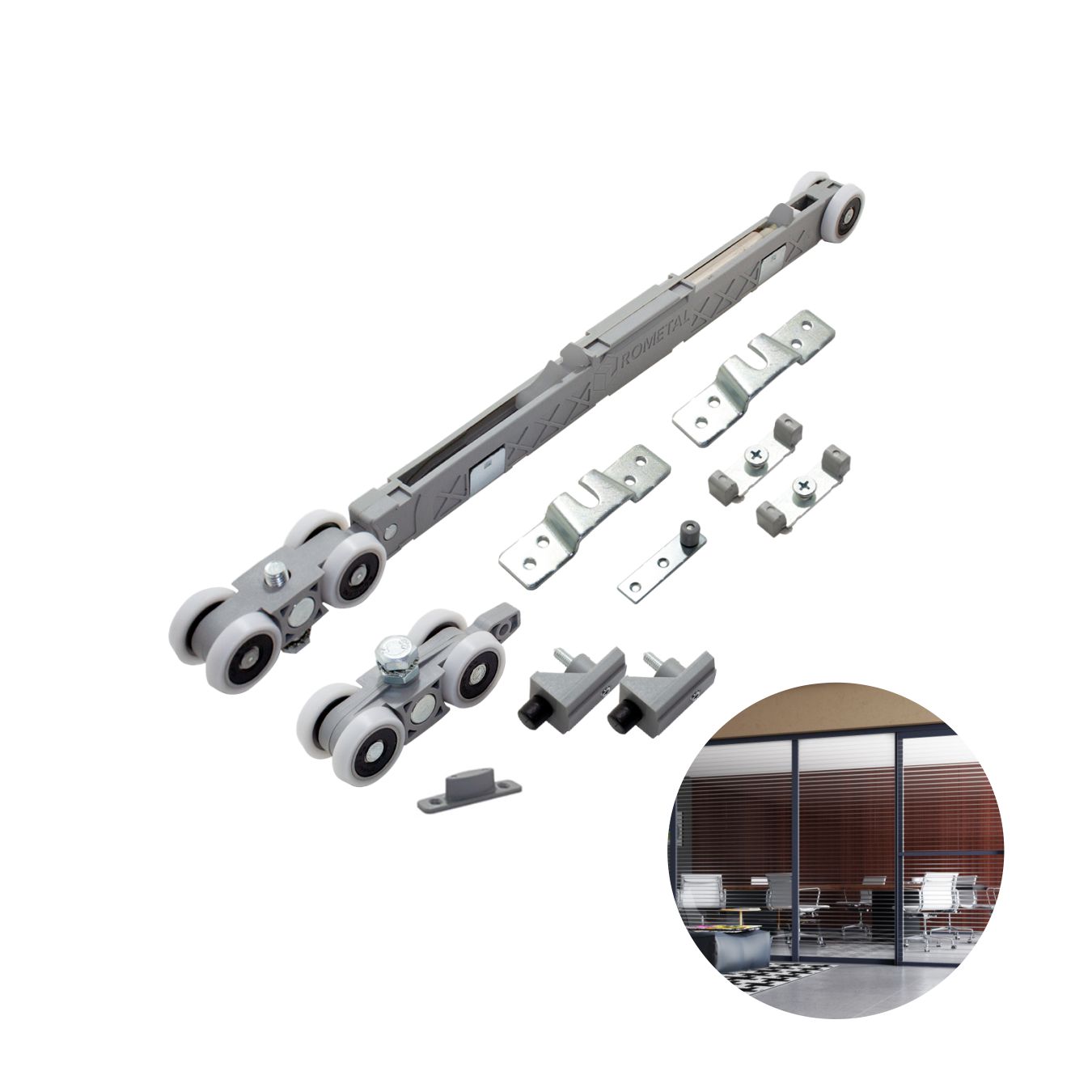 Kit Sistema Ro82 Top Max de 40 A 80 Kg Médio Para Porta de Correr