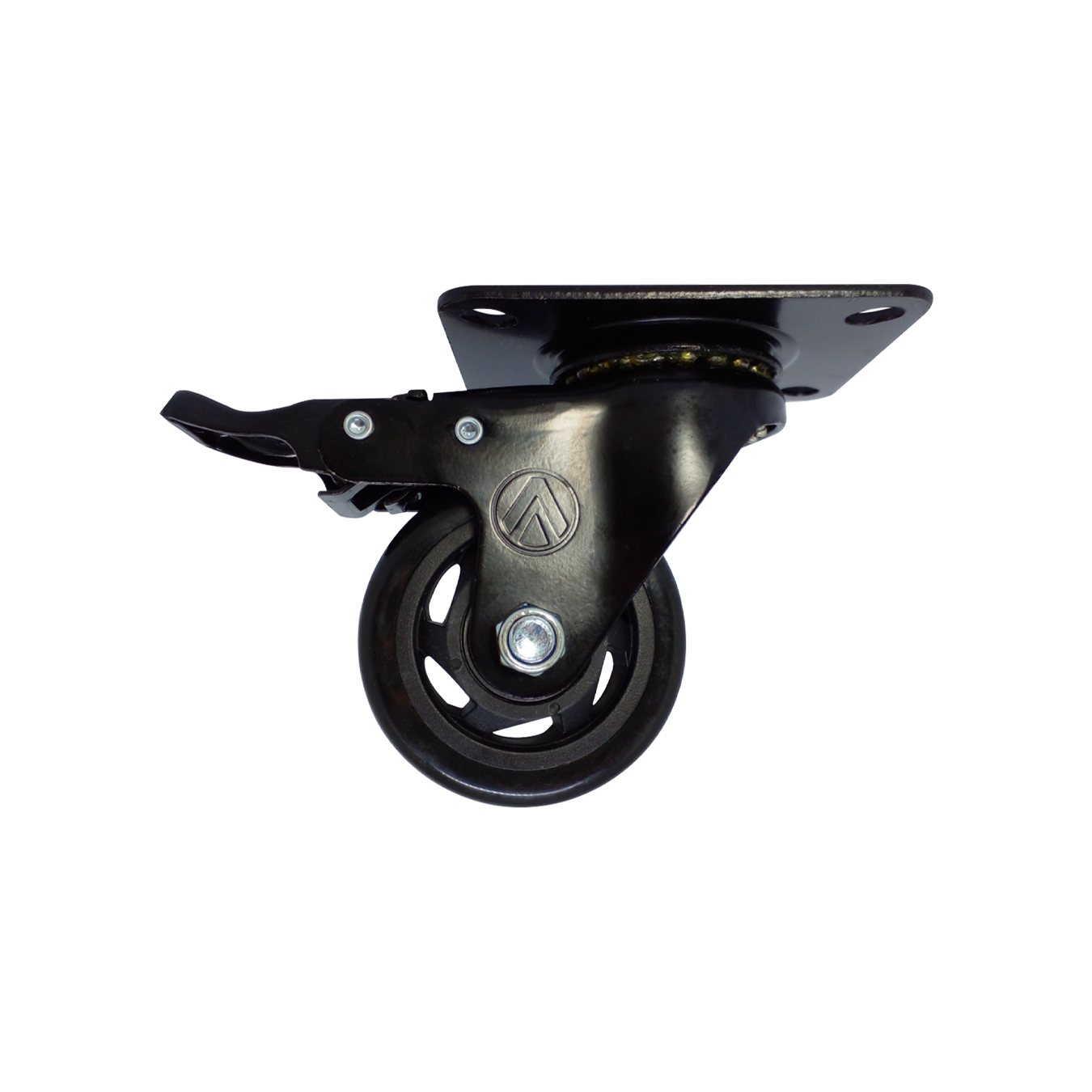 Rodízio Girátorio Com Chapa Com Freio Roda de 76 Mm