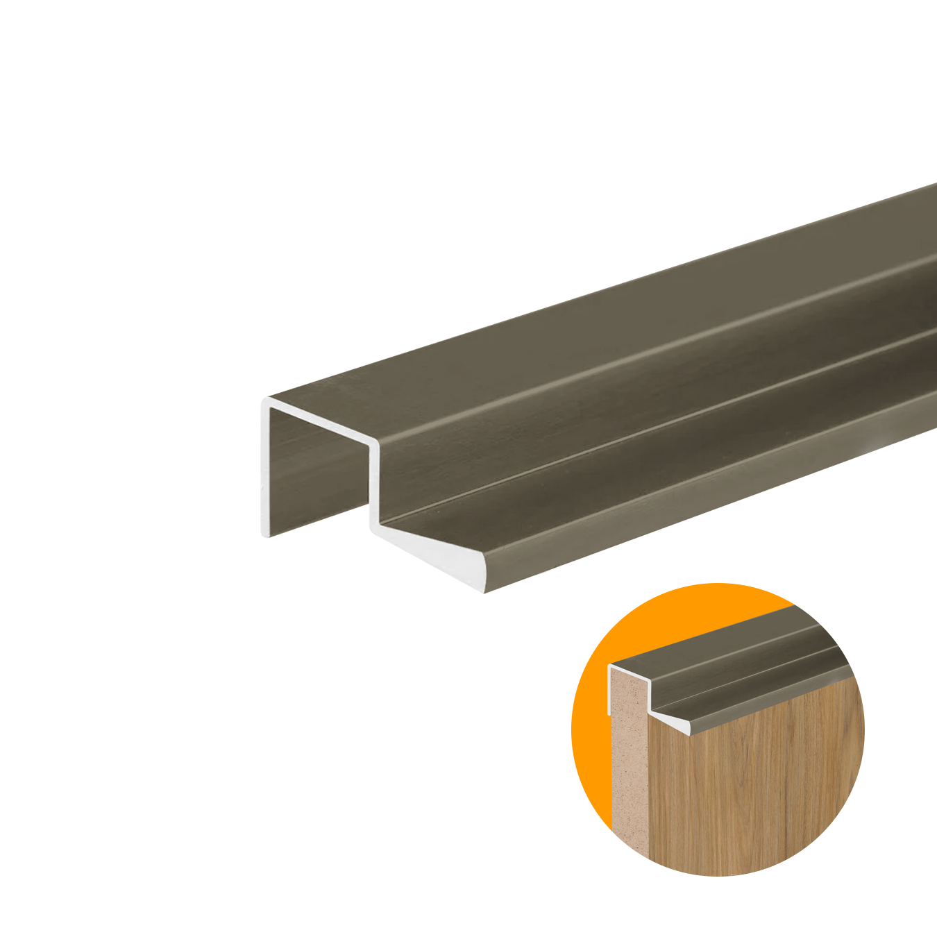 Perfil Puxador Chapéu Em Bronze Para Mdf de 15 Mm 4023 Dmt