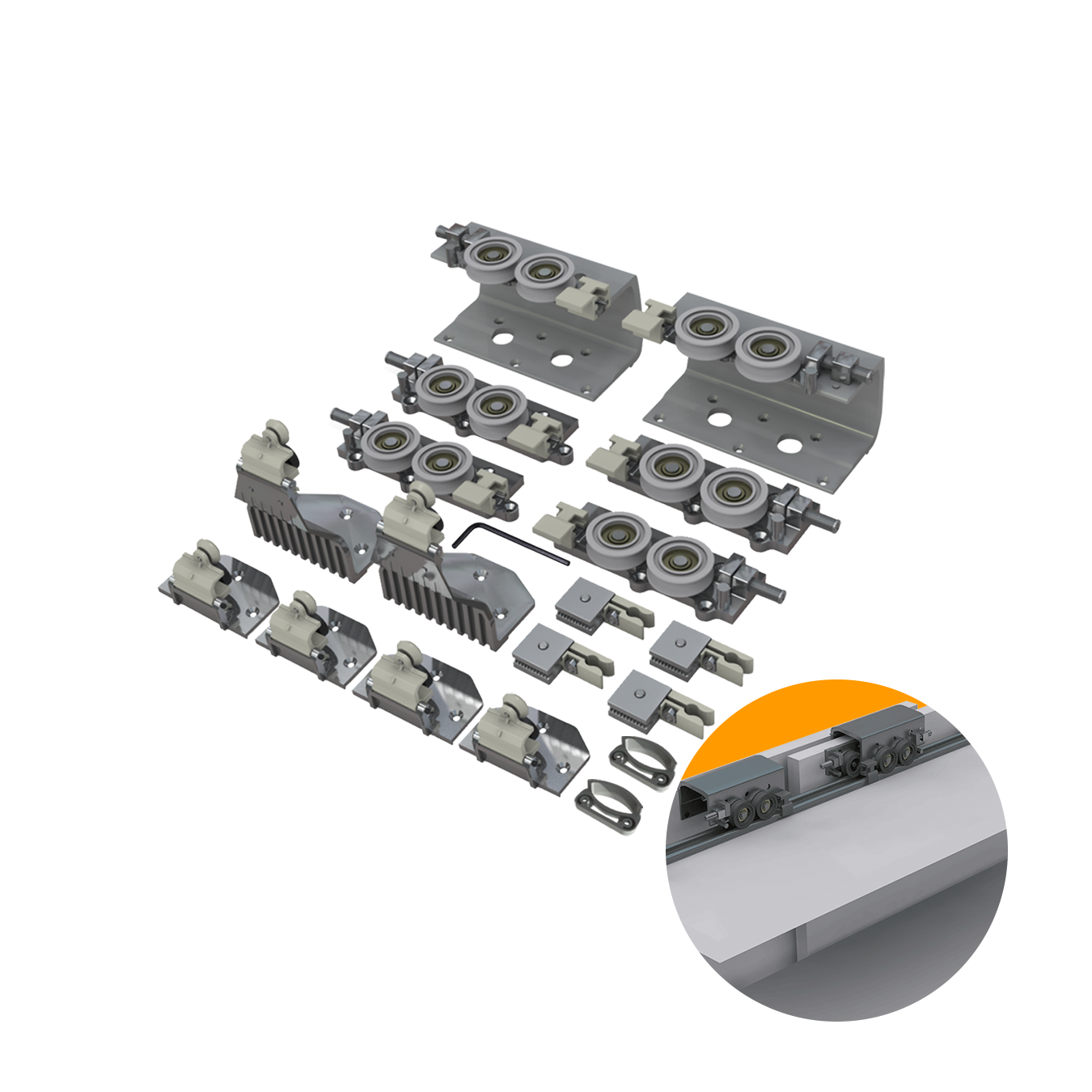 Sistema Para Porta de Correr de Armário Ss150 + 3 Portas Rometal